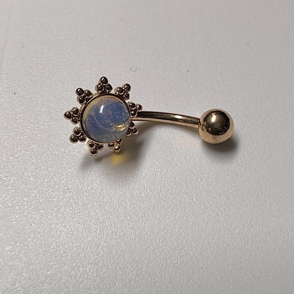 body gems | Jewelry | Body Gems Navel Ring 4g Surgical Steel Dangle Simulated Opal Navel Belly ...